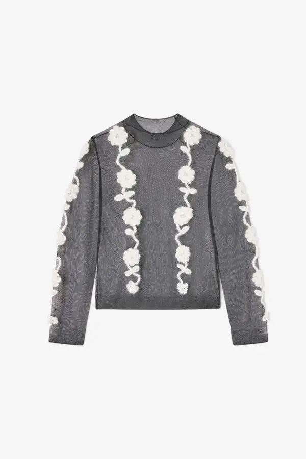 GANNI Flower Crochet Turtleneck