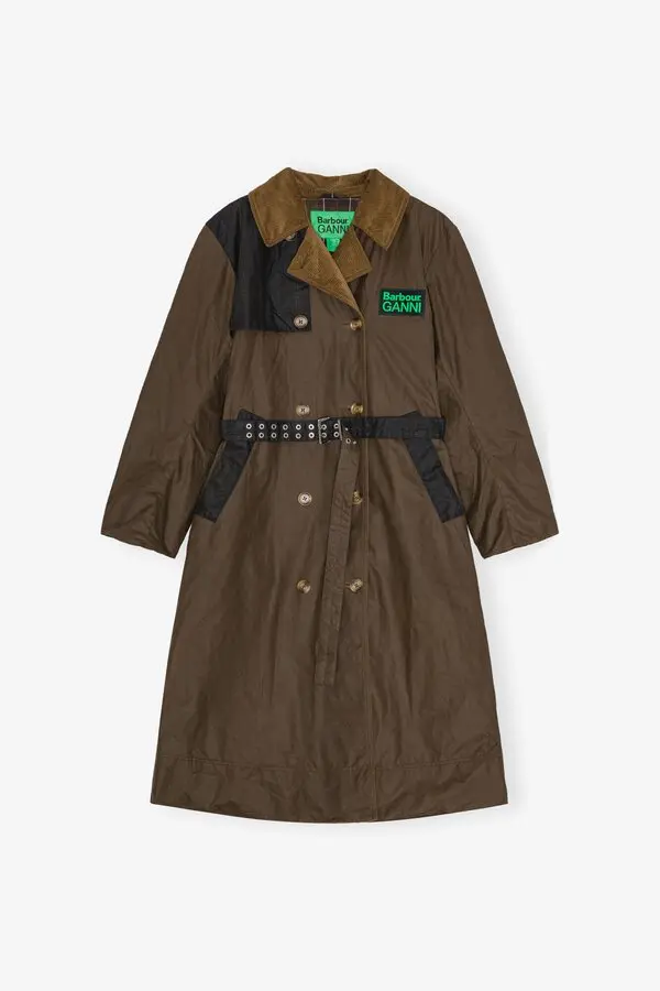 GANNI X Barbour Waxed Trench Coat - Brown