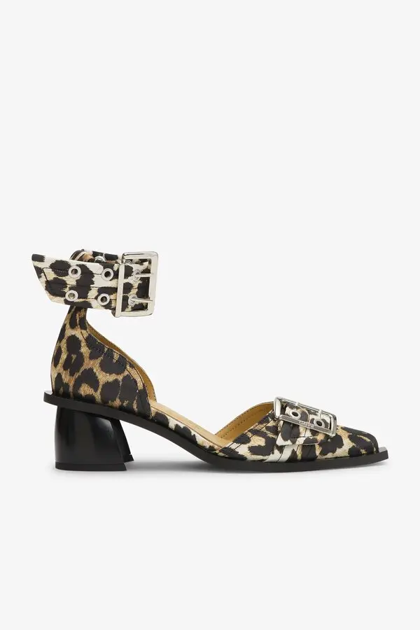 GANNI Leopard Print Pumps With Buckles - Mixed