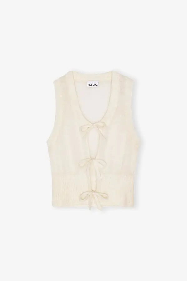 GANNI Tie String Vest - White