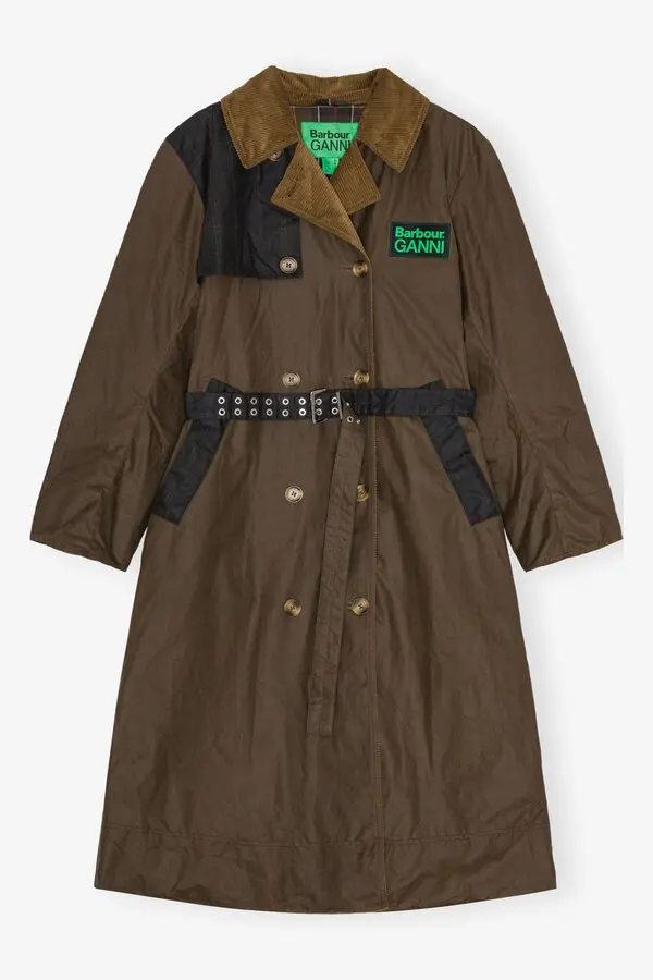 GANNI X Barbour Waxed Trench Coat - Brown