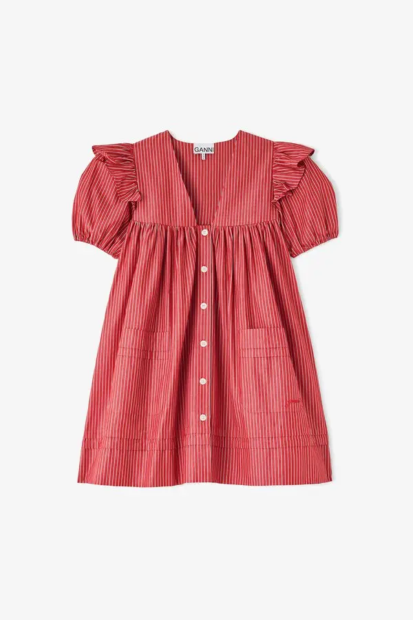 GANNI Ribbed Knit Mini Dress - Red