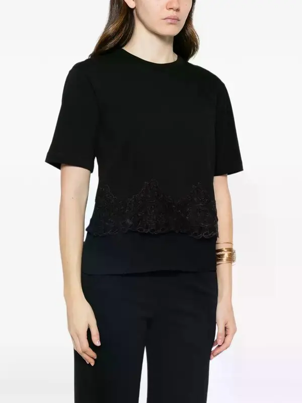 MARGITTES Lace-trimmed T-shirt
