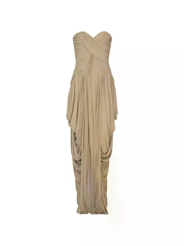 Balmain Draped Strapless Jumpsuit - Neutrals