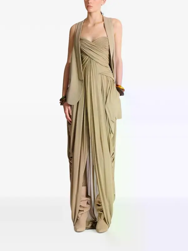 Balmain Draped Strapless Jumpsuit - Neutrals