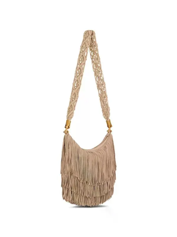 Balmain Fringed Calfskin Shoulder Bag - Neutrals