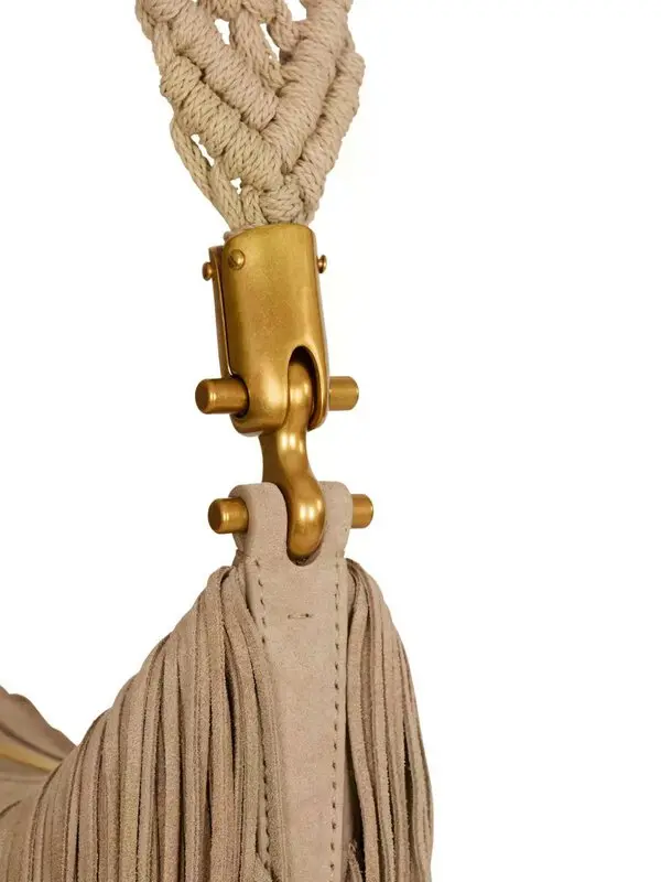 Balmain Fringed Calfskin Shoulder Bag - Neutrals