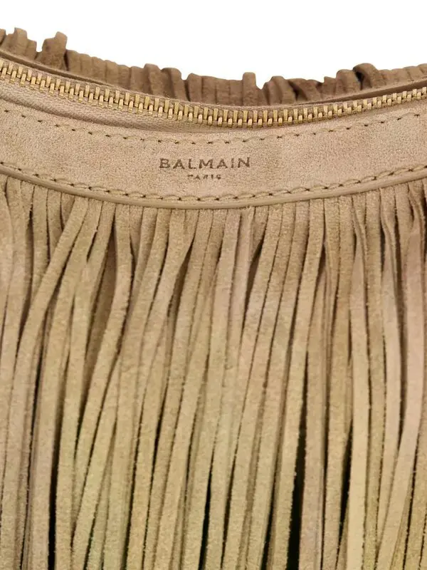 Balmain Fringed Calfskin Shoulder Bag - Neutrals