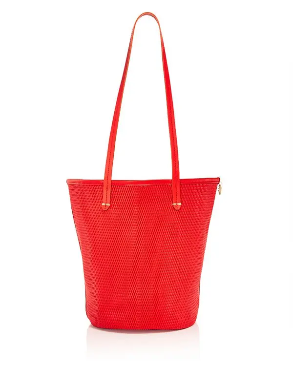Clare V. Choupette Diamond Perforated Leather Bucket Bag - Poppy