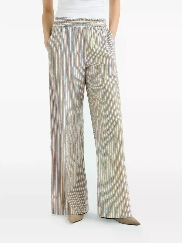 Brunello Cucinelli Cotton Poplin Striped Trousers
