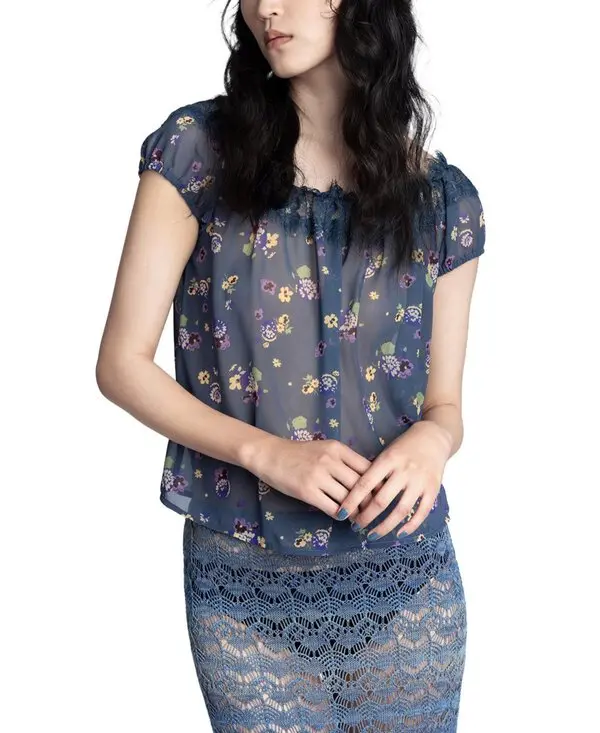 Anna Sui Night Blooming Chiffon Top