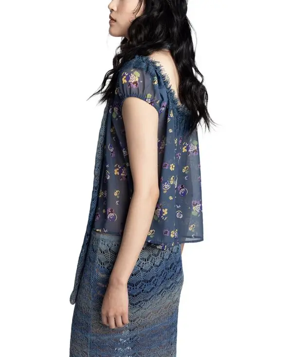 Anna Sui Night Blooming Chiffon Top