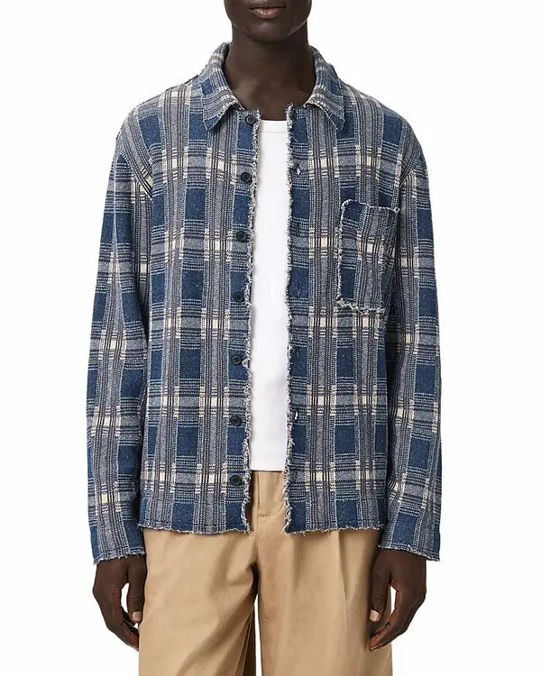 ALLSAINTS Solmar Plaid Cardigan Sweater - Moonstone Blue