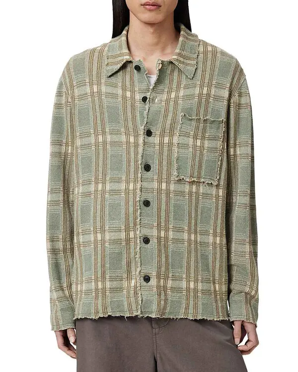 ALLSAINTS Solmar Plaid Cardigan Sweater - Powdered Green