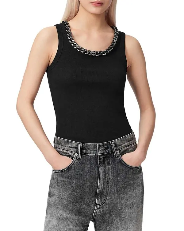 ALLSAINTS Ribbed Tank Top With Chain Detail - Black