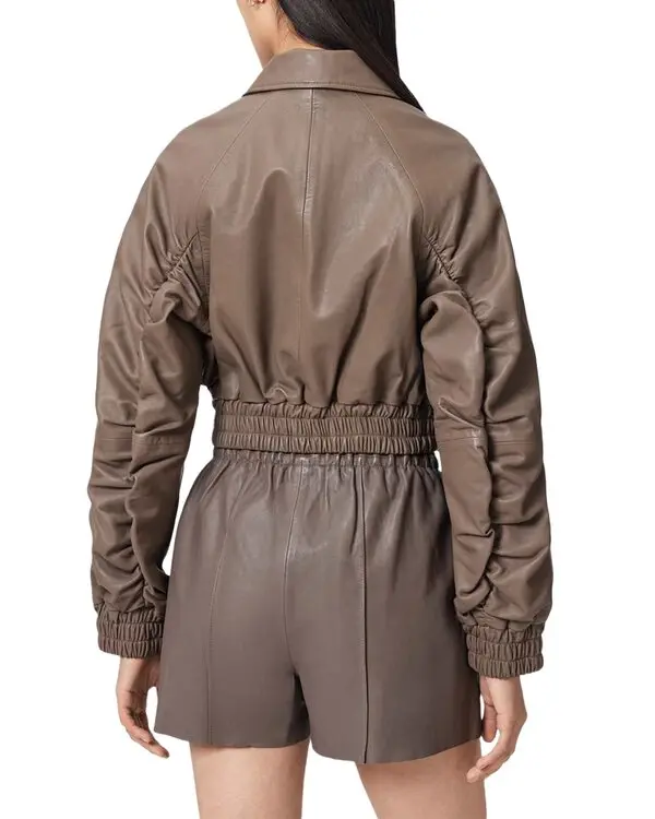 ALLSAINTS Leather Bomber Jacket - Mole Brown