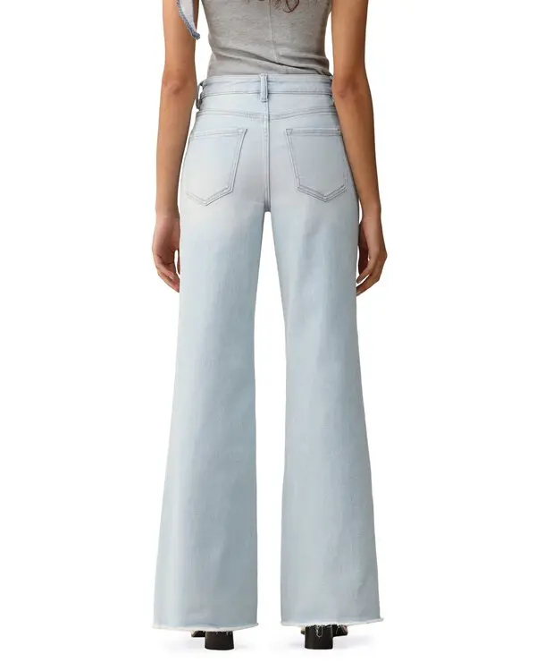 BAYEAS Mid-rise Wide Leg Jeans With Button Fly - Light Blue