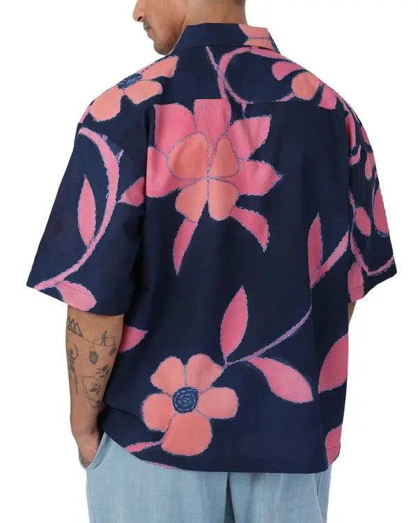 KARDO Rohit Boxy Fit Floral Shirt - Navy
