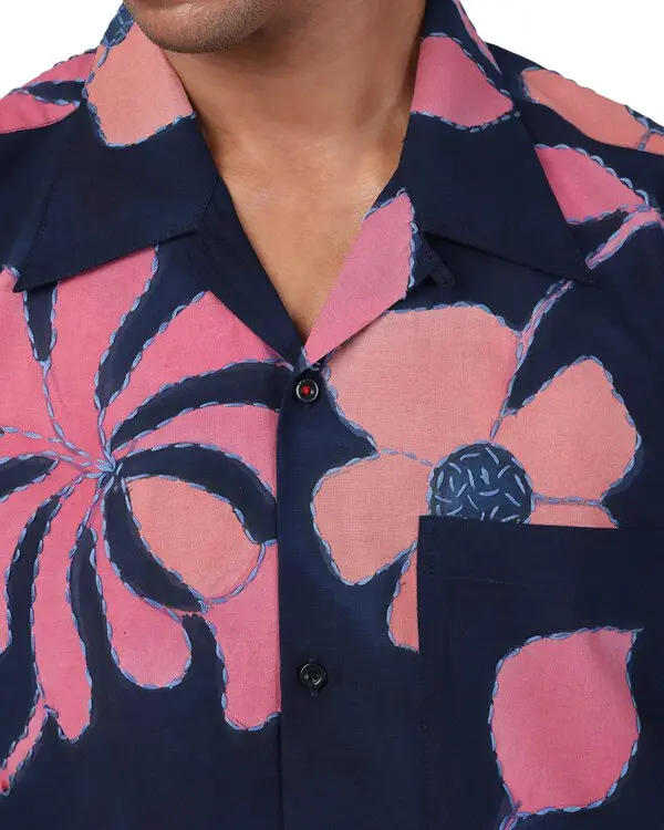 KARDO Rohit Boxy Fit Floral Shirt - Navy