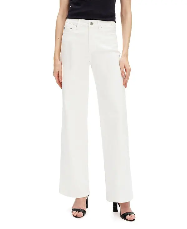 BAYEAS Mid Rise Relaxed Straight Jeans Classic Loose Straight Demin Pants In Wash - White