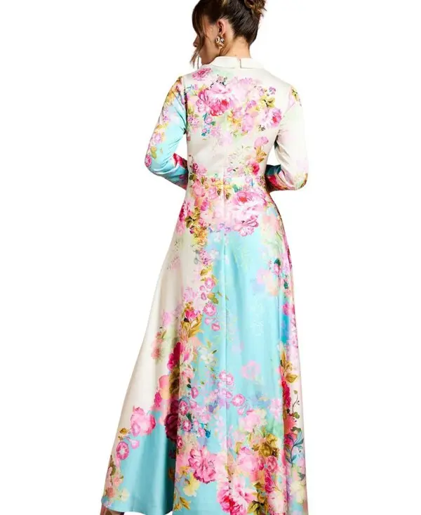 Coast Placement Print Wrap Front Gown
