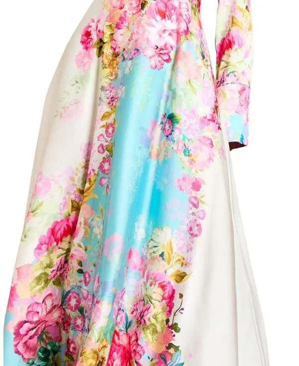 Coast Placement Print Wrap Front Gown