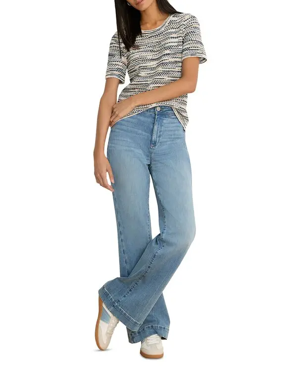 NIC+ZOE Spacedye Tuck Stitch Sweater Tee - Blue Multi
