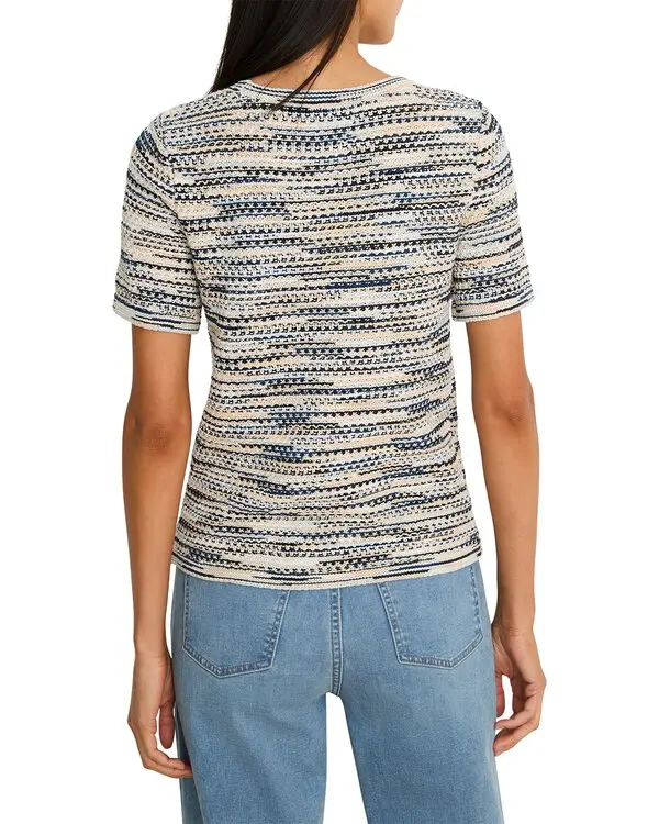 NIC+ZOE Spacedye Tuck Stitch Sweater Tee - Blue Multi