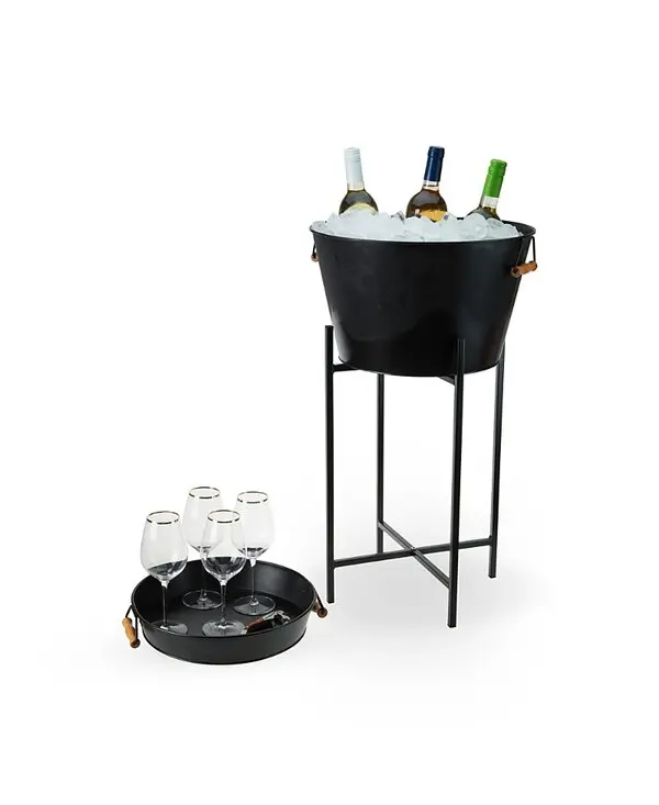 TWINE Beverage Tub With Stand & Tray - Black