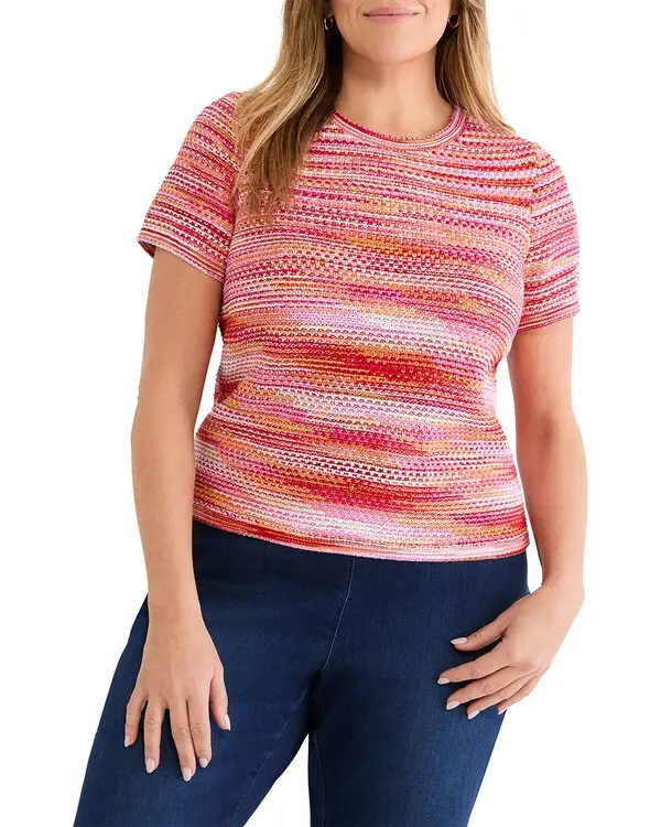 NIC+ZOE Spacedye Tuck Stitch Sweater - Red Multi