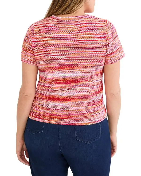 NIC+ZOE Spacedye Tuck Stitch Sweater - Red Multi