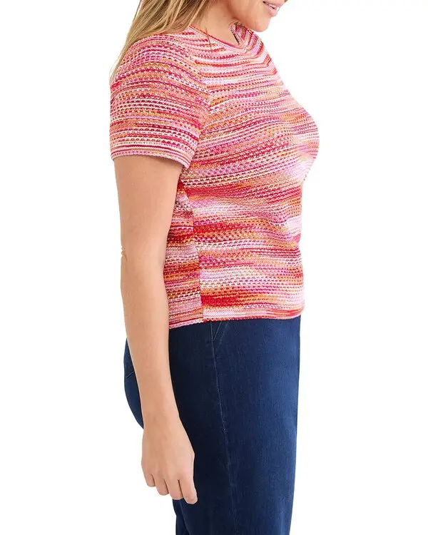 NIC+ZOE Spacedye Tuck Stitch Sweater - Red Multi