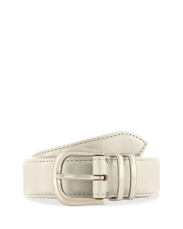 Vince Double Keeper Leather Belt - Milk