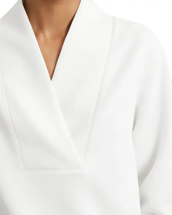 REISS Shawl Neck Sweatshirt - Ivory