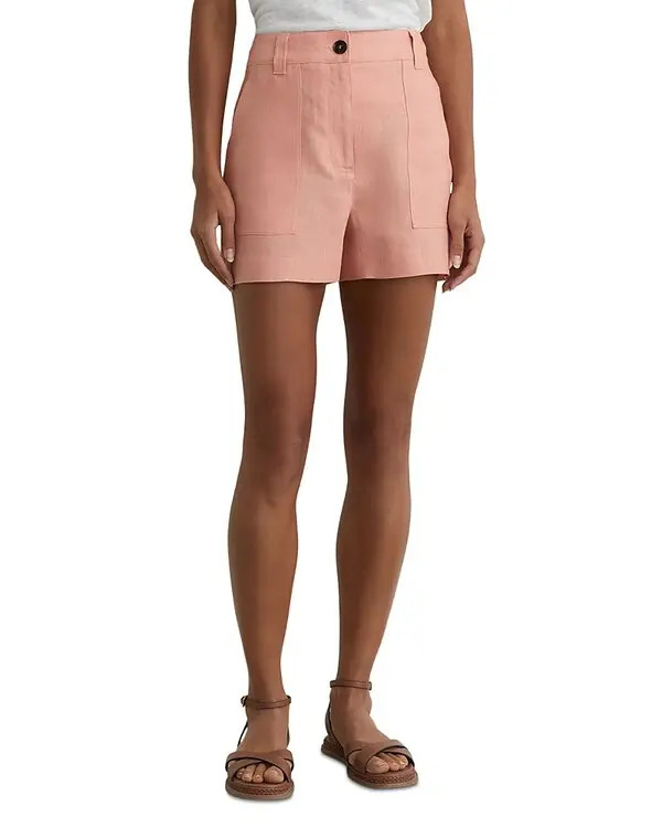 REISS Ashby Linen Shorts - Rose Pink