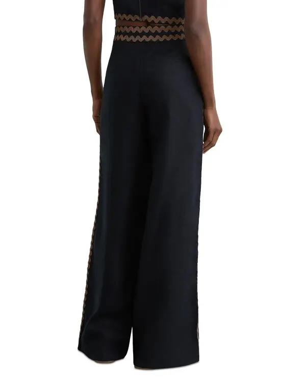 REISS Petites Mila Linen Wave Trim Pants