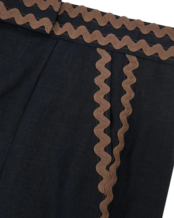 REISS Petites Mila Linen Wave Trim Pants