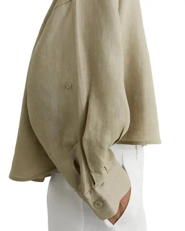 REISS Solena Linen Shirt - Green