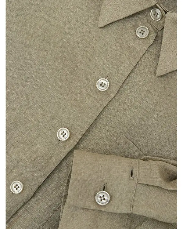 REISS Solena Linen Shirt - Green
