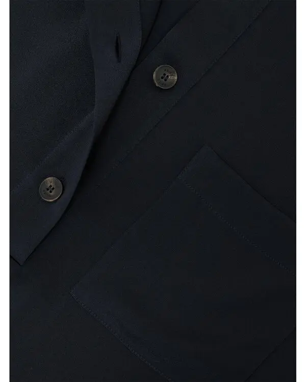REISS Short Sleeve Silk Shirt - Navy