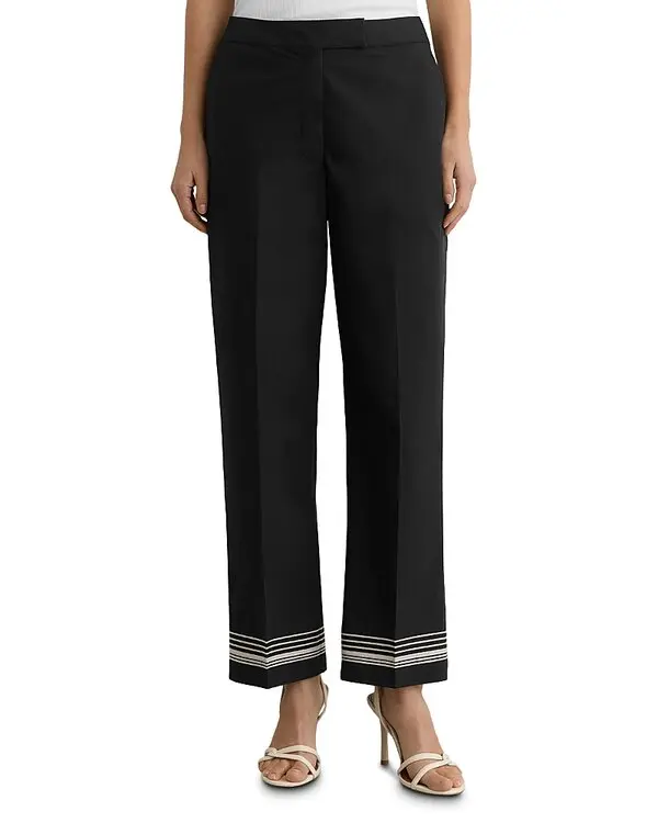 REISS Straight Leg Trousers - Black/ivory