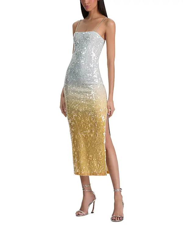 Alice + Olivia Fifi Sequin Midi Dress - Clear Sky