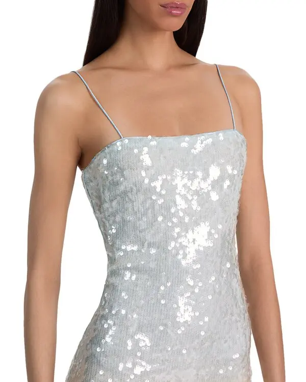 alice olivia silver sequin dress Alice & Olivia Silver Sequin Silk Mini Dress M NWT