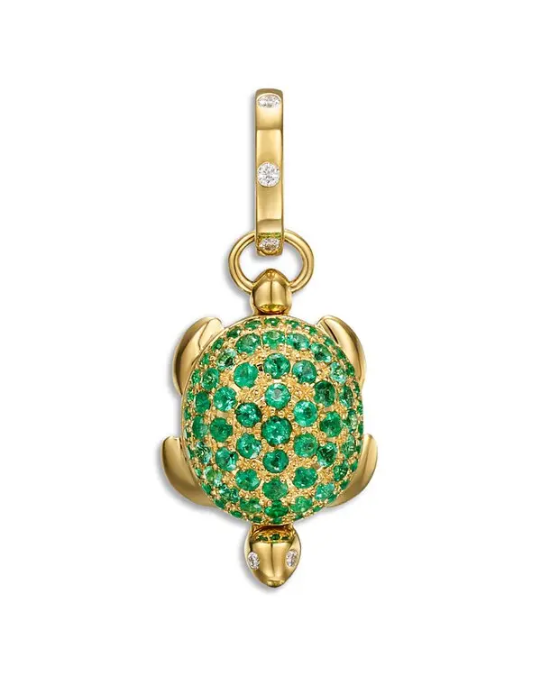Temple St. Clair 18k Yellow Emerald & Diamond Sea Turtle Locket Pendant - Gold
