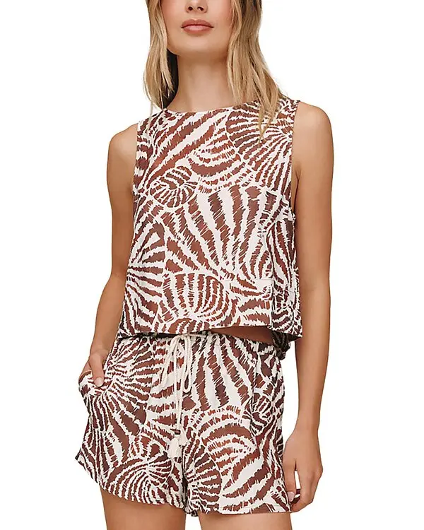 Bella Dahl Sleeveless Boat Neck Top - Abstract Shell Print