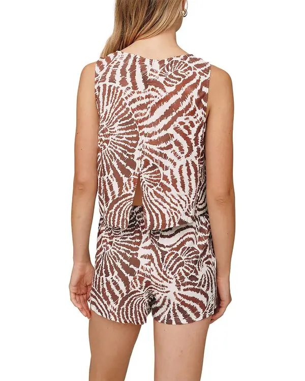 Bella Dahl Sleeveless Boat Neck Top - Abstract Shell Print