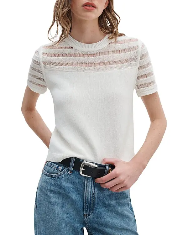 Rag & Bone Britt Crewneck Short Sleeve Sweater - White