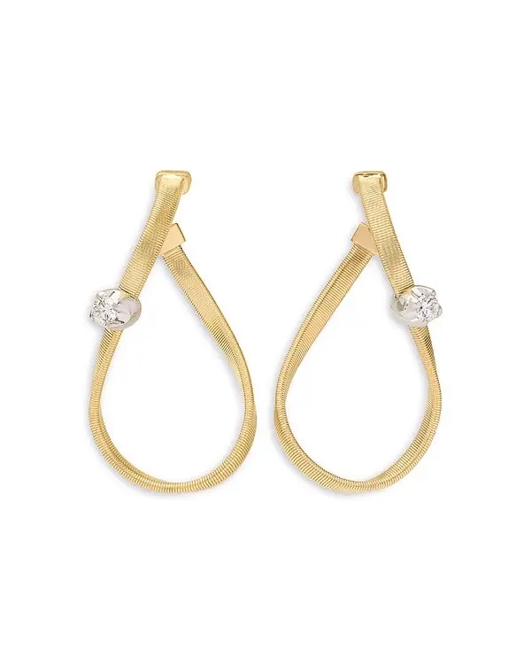 Marco Bicego 18k Gold Diamond Chain Link Hoop Earrings - White/gold