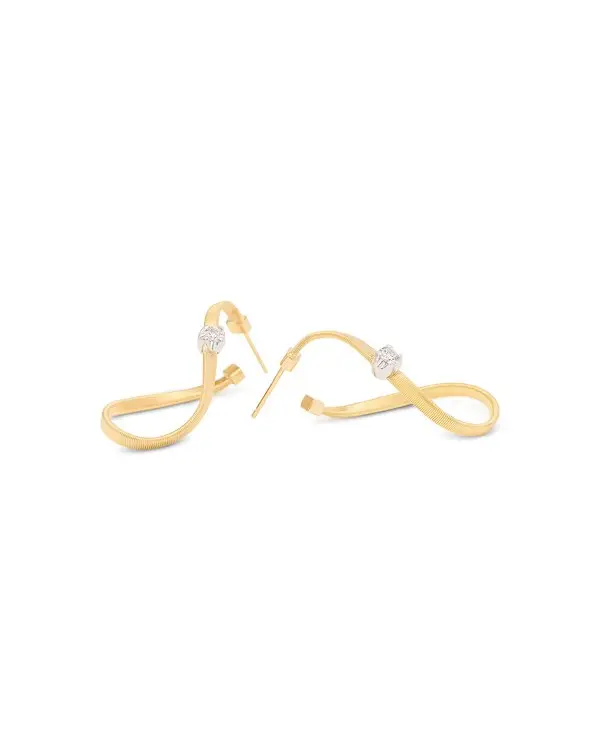 Marco Bicego 18k Gold Diamond Chain Link Hoop Earrings - White/gold