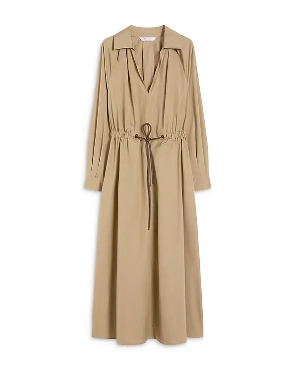 Max Mara Mxmpedaggi Drawstring Shirt Dress - Kaki